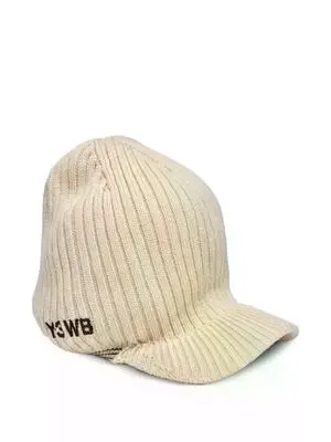 Y3 X Wales Bonner Ribbed-knit Visor Beanie Hat - Neutrals