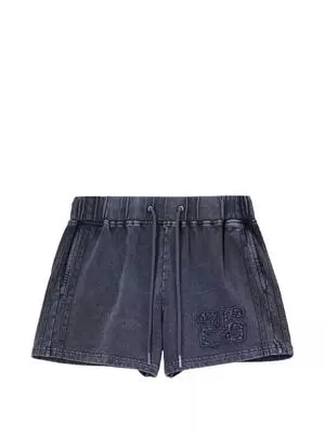 MINI CREAM Acid-wash Patch-detail Shorts