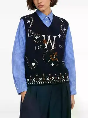 Max Mara Intarsia-knit Sleeveless Virgin-wool Sweater