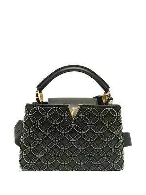 LOUIS VUITTON 2020 Quilted Lambskin Flower Capucines Bb Satchel - Black