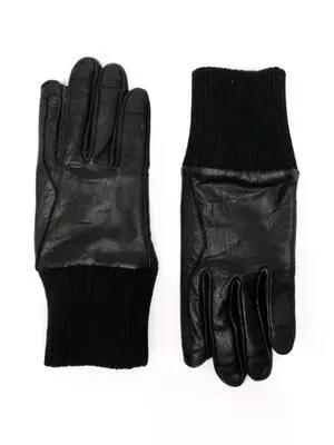 Rick Owens Ribbed-cuff Leather Gloves - Black