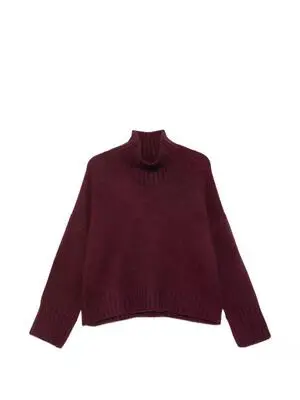 Soft Goat Ribbed-knit Roll-neck Sweater - Purple