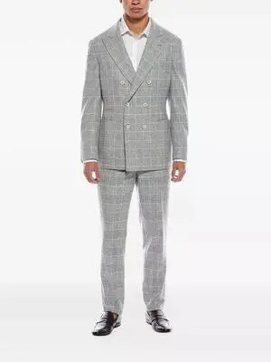 Brunello Cucinelli Check-pattern Double-breasted Suit - Grey
