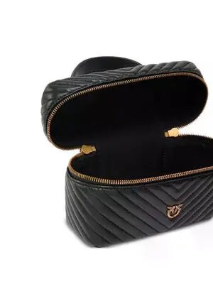 Pinko Small Beauty Case With Shoulder Strap Chevron Nappa