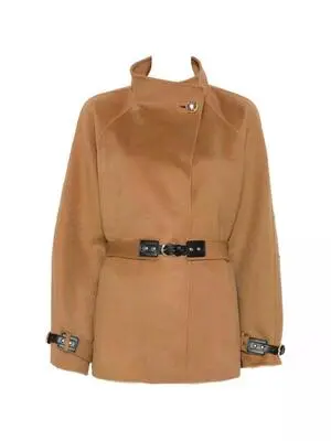 Maje Belted Funnel-neck Coat