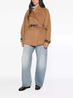Maje Belted Funnel-neck Coat