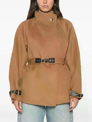 Maje Belted Funnel-neck Coat