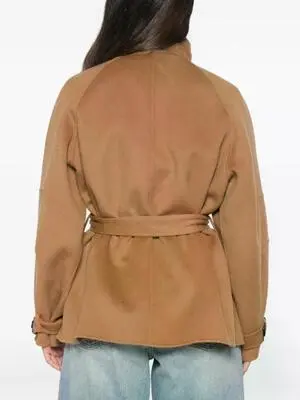 Maje Belted Funnel-neck Coat