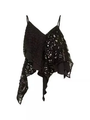 Attico Thelma Sequin-embellished Asymmetric Top