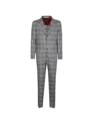 Brunello Cucinelli Prince Of Wales Check Suit - Grey