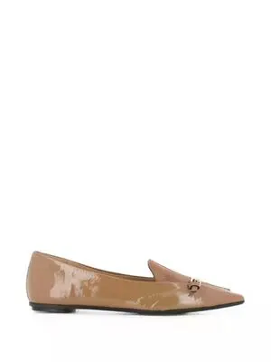 DEL CARLO Buckle-detail Pointed-toe Ballet Flats