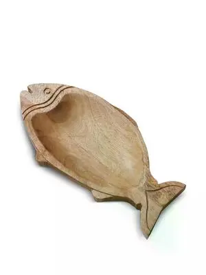 CU I SEEYOU Fish-shaped Wooden Tray - Brown