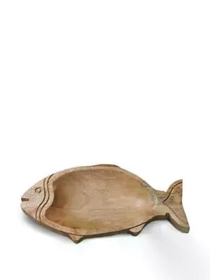 CU I SEEYOU Fish-shaped Wooden Tray - Brown