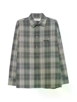 GOLDEN GOOSE Check-pattern Logo-patch Shirt - Grey