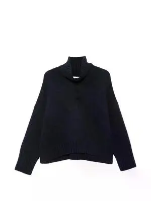 Soft Goat Roll-neck Ribbed-trim Sweater - Blue