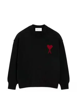 AMI Paris Crew Neck Wool Sweater With De Coeur