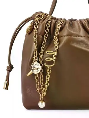 Chloé Mini Icons Shoulder Bag With Chain In Soft Leather - Brown