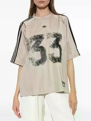 Adidas Number-print Mesh-panel T-shirt