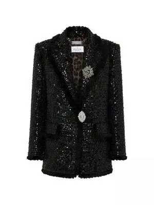Philipp Plein Tweed Boyfriend's Fit Blazer Paillettes