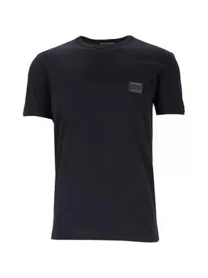 Dolce & Gabbana Cotton T-shirt With Logo Plate - Black