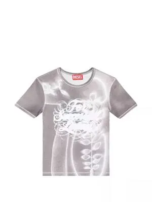 DIESEL® Top In Ribbed Jersey With Graphic Print - Grey
