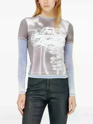 DIESEL® Top In Ribbed Jersey With Graphic Print
