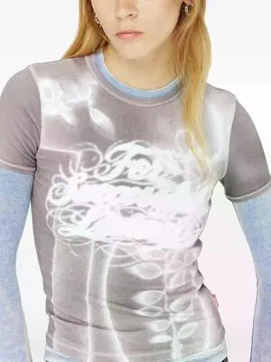 DIESEL® Top In Ribbed Jersey With Graphic Print