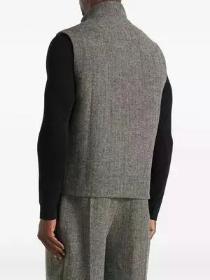 Manière De Voir Levi In Herringbone Wool Zip Gilet