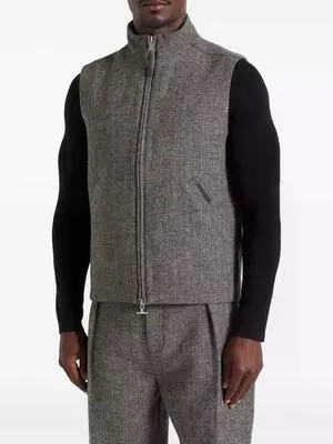Manière De Voir Herringbone Wool Zip Gilet