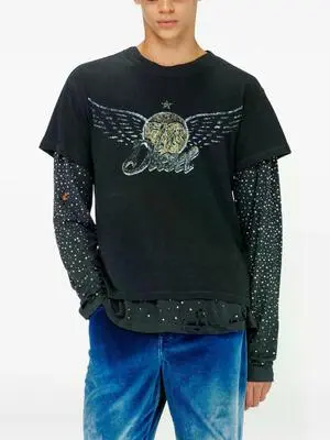 DIESEL® Cotton-hemp T-shirt With Concert Graphics - Black