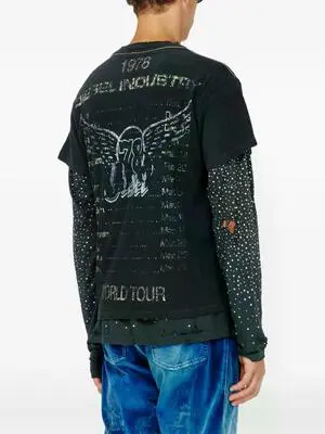 DIESEL® Cotton-hemp T-shirt With Concert Graphics - Black