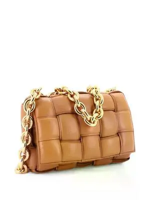 Bottega Veneta Cassette Chain Padded Maxi Intrecciato Leather Crossbody Bag - Brown