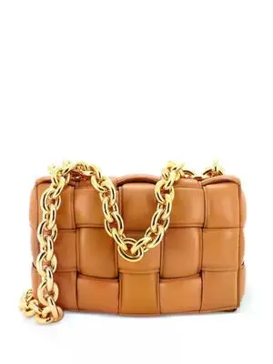 Bottega Veneta Cassette Chain Padded Maxi Intrecciato Leather Cross Body Bag - Brown