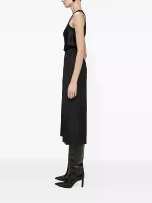 NISSA Satin Layered-effect Top - Black
