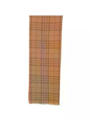 Destin Check Frayed-edge Scarf - Brown