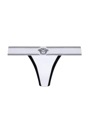Versace Cotton Logo Thong - White