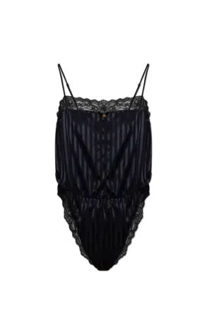 Versace Silk Bodysuit With Lace Trim