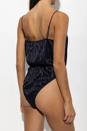Versace Silk Bodysuit With Lace Trim