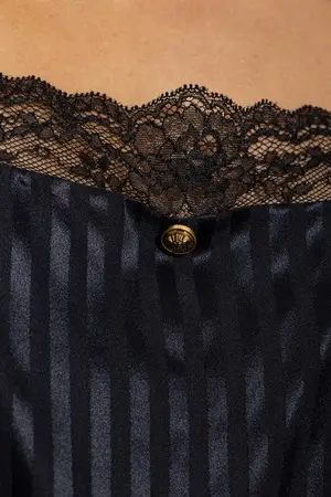 Versace Silk Bodysuit With Lace Trim