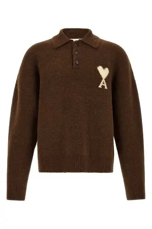 AMI Paris De Coeur' Polo Shirt - Brown