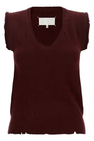 MAISON MARGIELA Distressed Vest - Bordeaux