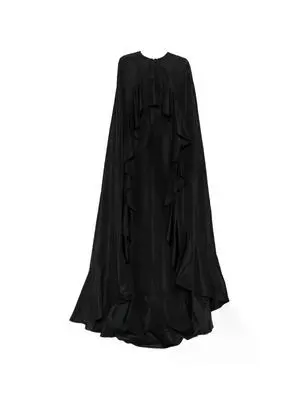 Naeem Khan Ruffled Silk Cape - Black