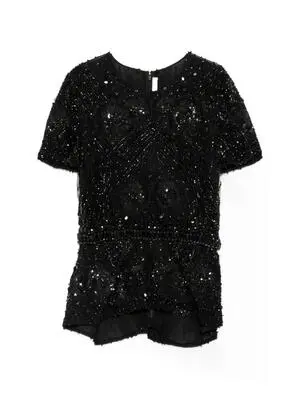 Naeem Khan Bead-embellished Peplum Top