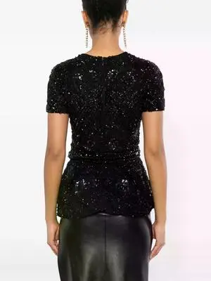 Naeem Khan Bead-embellished Peplum Top
