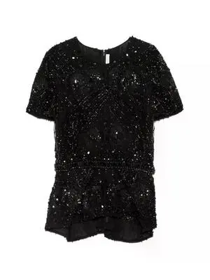 Naeem Khan Bead-embellished Peplum Top