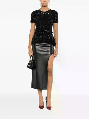 Naeem Khan Bead-embellished Peplum Top
