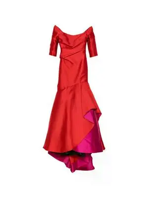 Monique Lhuillier Off-shoulder Fishtail Gown - Red