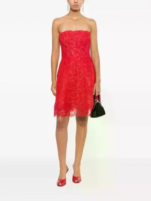 Monique Lhuillier Strapless Lace-embroidered Dress