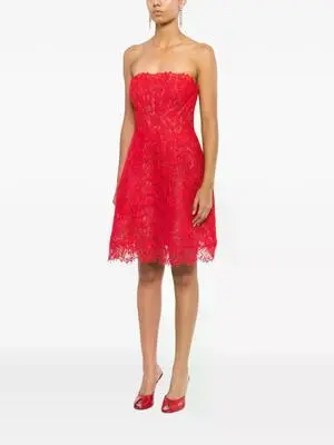 Monique Lhuillier Strapless Lace-embroidered Dress