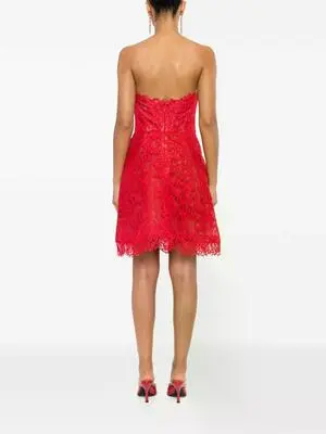Monique Lhuillier Strapless Lace-embroidered Dress